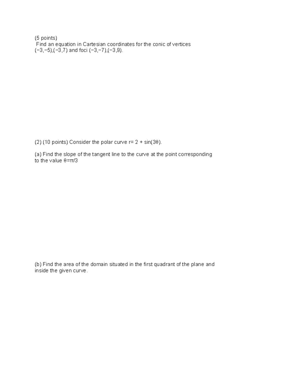 Final practice - (5 points) Find an equation in Cartesian coordinates ...