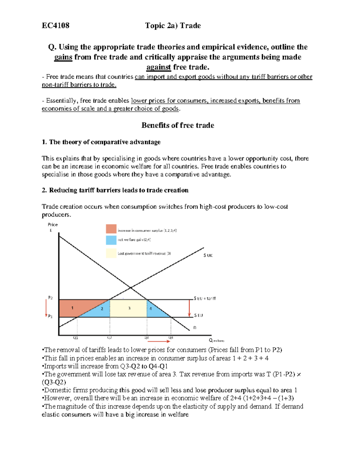Exam summary - Topic of Trade (2a) - Q. Using the appropriate trade ...