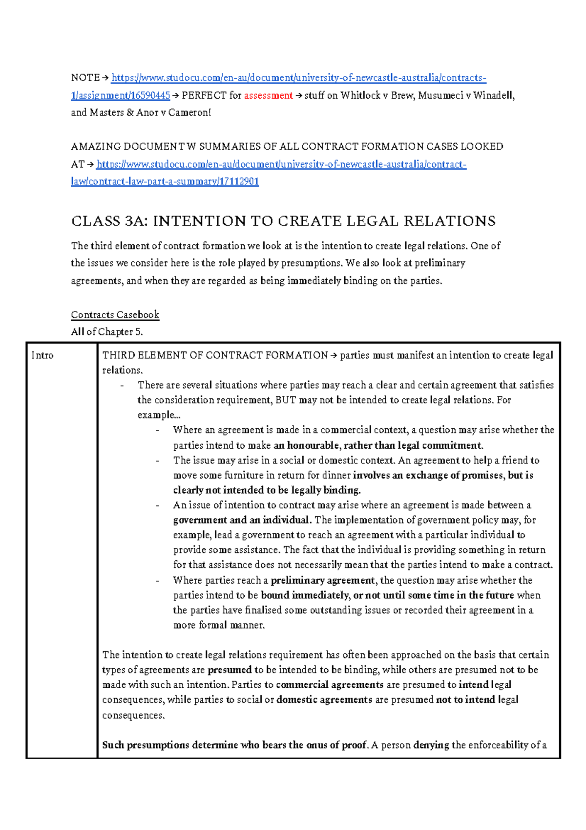 Week 3 - contract law notes - NOTE → - Studocu