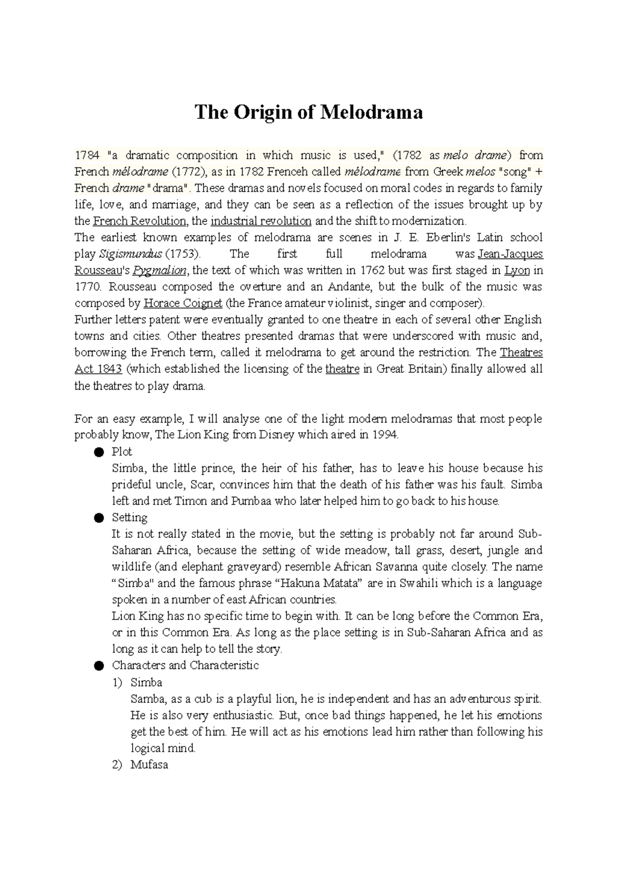 The Origin of Melodrama and Its Examples - The Origin of Melodrama 1784 ...