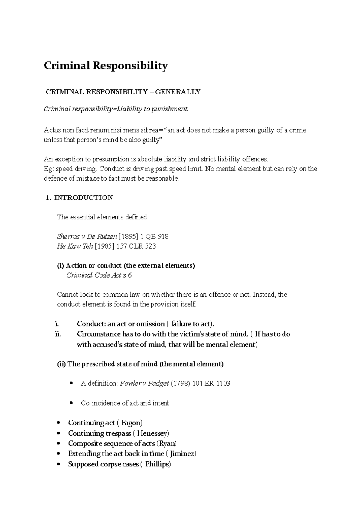 Criminal Responsibility - Criminal Responsibility CRIMINAL ...