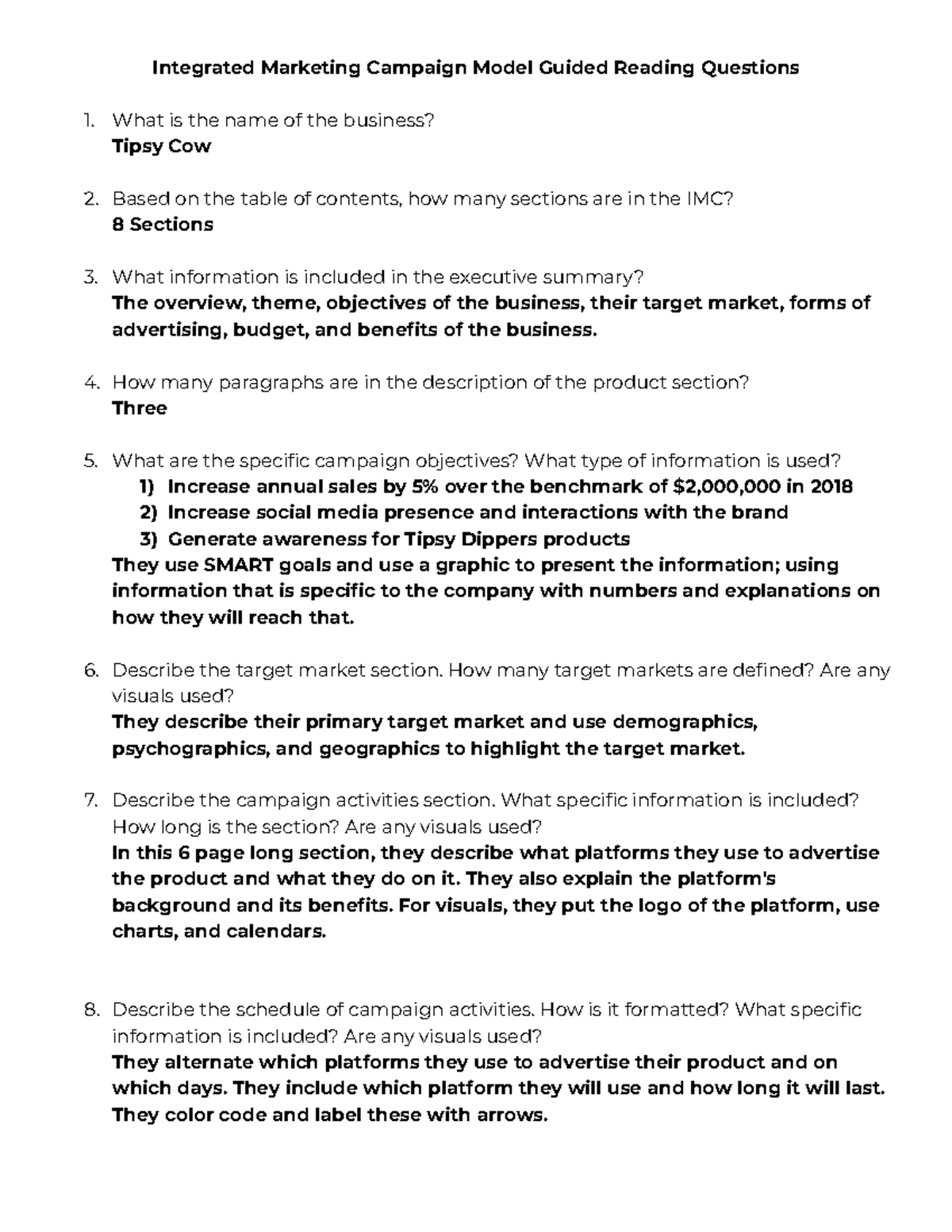 MC Model Guided Reading Questions - Integrated Marketing Campaign Model ...