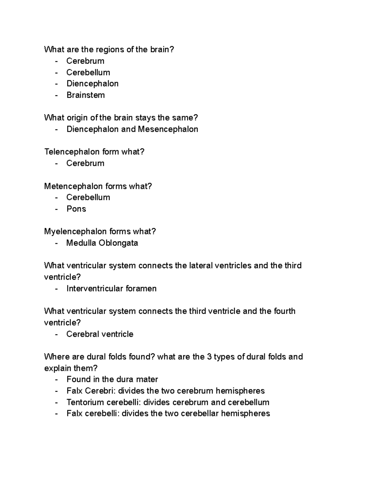 Chapter 14 The Brain and Cranial Nerves - What are the regions of the ...