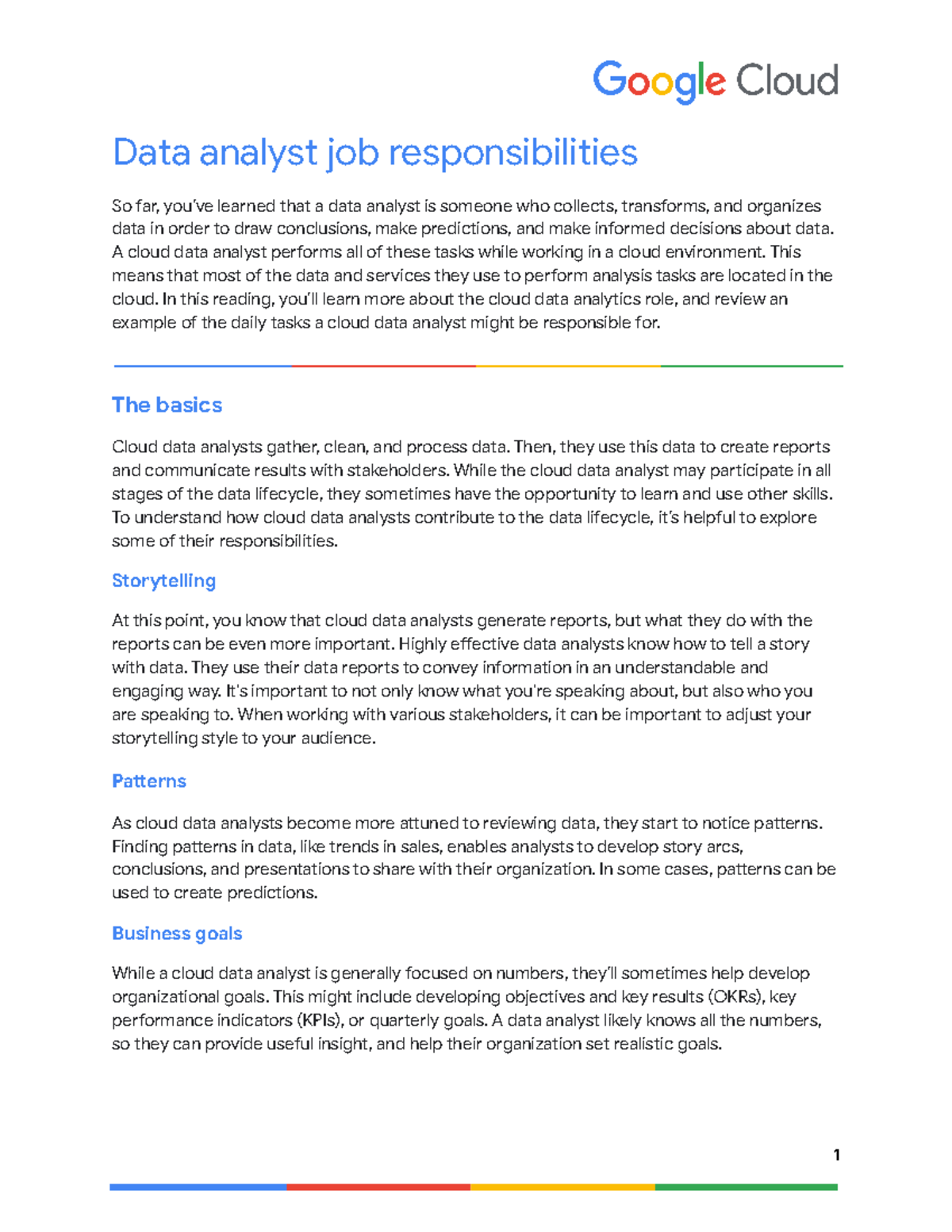 Data analyst job responsibilities - A cloud data analyst performs all of these tasks while ...