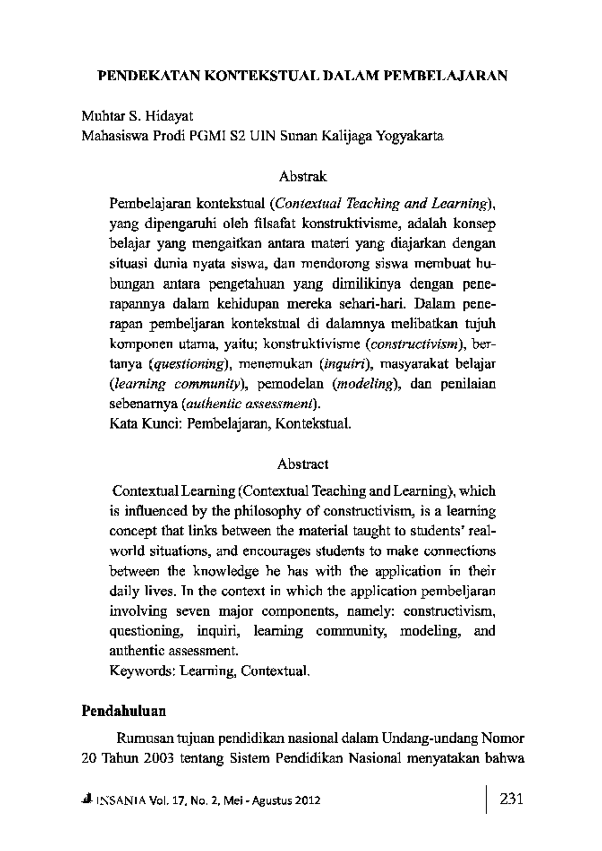 1500-Article Text-2844-1-10-2018 0514 - PENDEKATAN KONTEKSTUAL DALAM ...