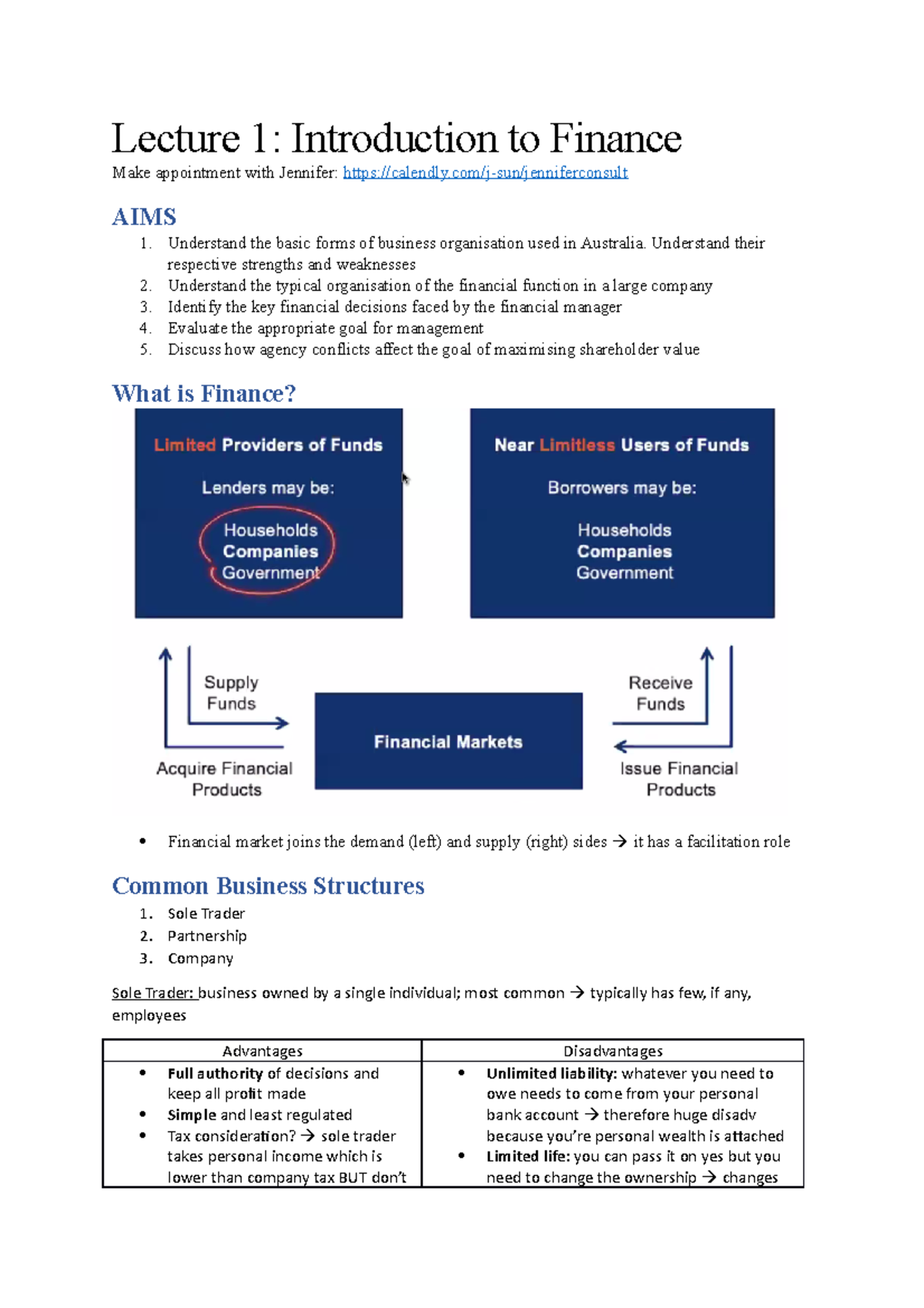 Finc2011 lec notes - Lecture 1: Introduction to Finance Make ...