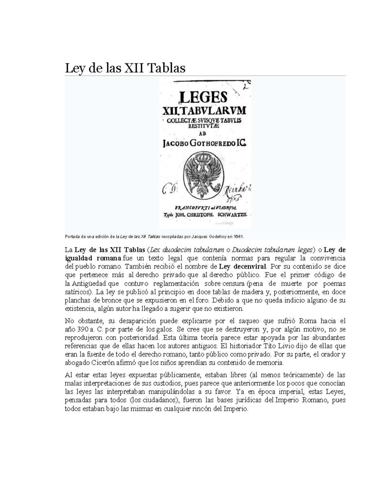 Ley de las XII Tablas - La Ley de las XII Tablas (Lex duodecim ...