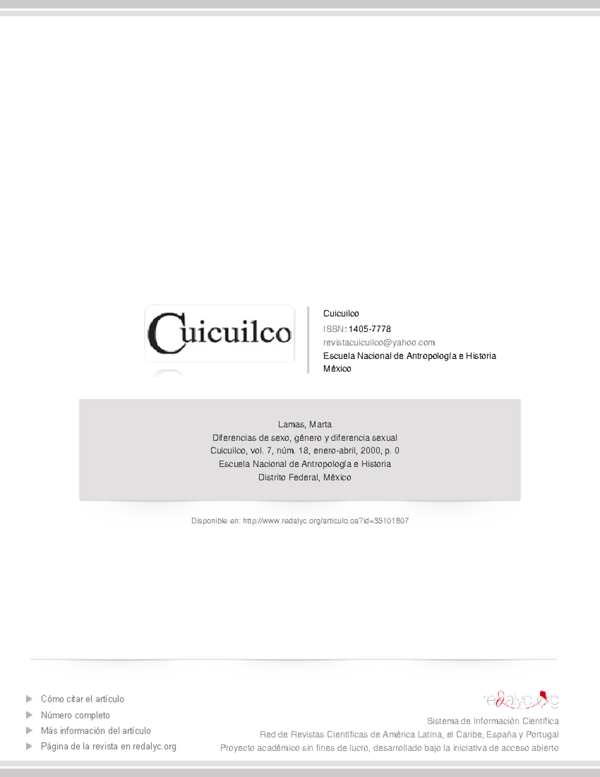 35101807 - dfhfh - Cuicuilco ISSN: 1405- revistacuicuilco@yahoo Escuela ...