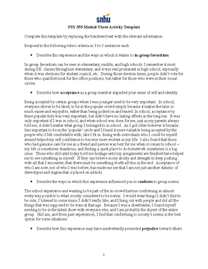 Module 4 lab - PSY 375 Module Four Lab Worksheet Template Complete this ...