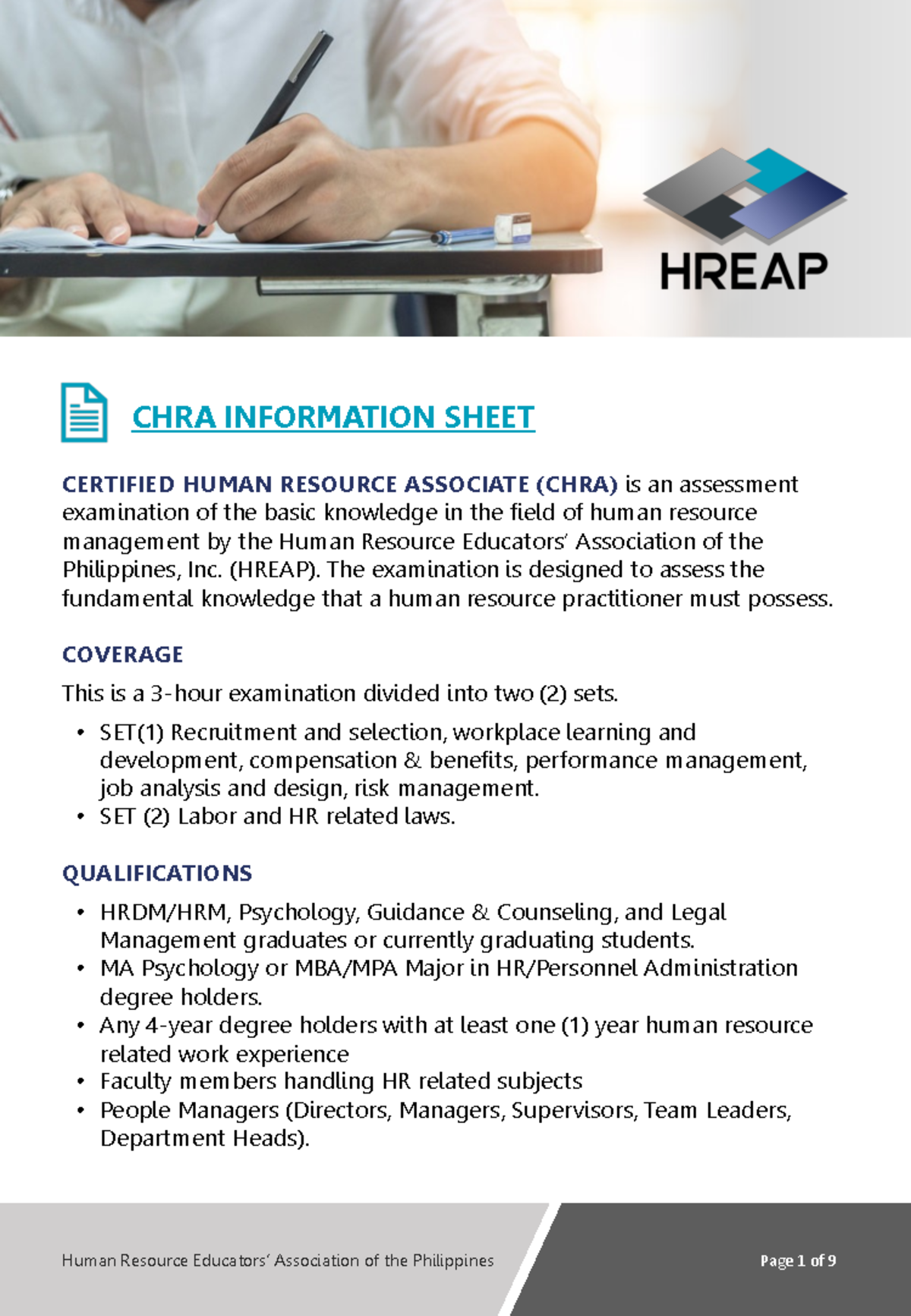 CHRA Information Sheet 2021 - CERTIFIED HUMAN RESOURCE ASSOCIATE (CHRA ...