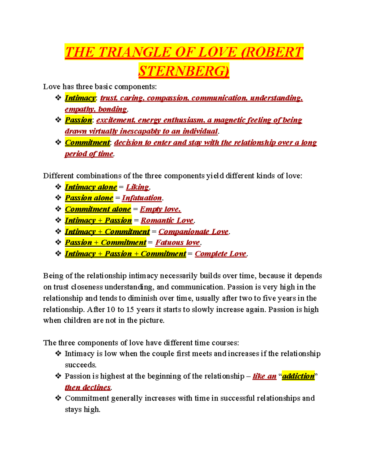 Love - Love - THE TRIANGLE OF LOVE (ROBERT STERNBERG) Love has three ...