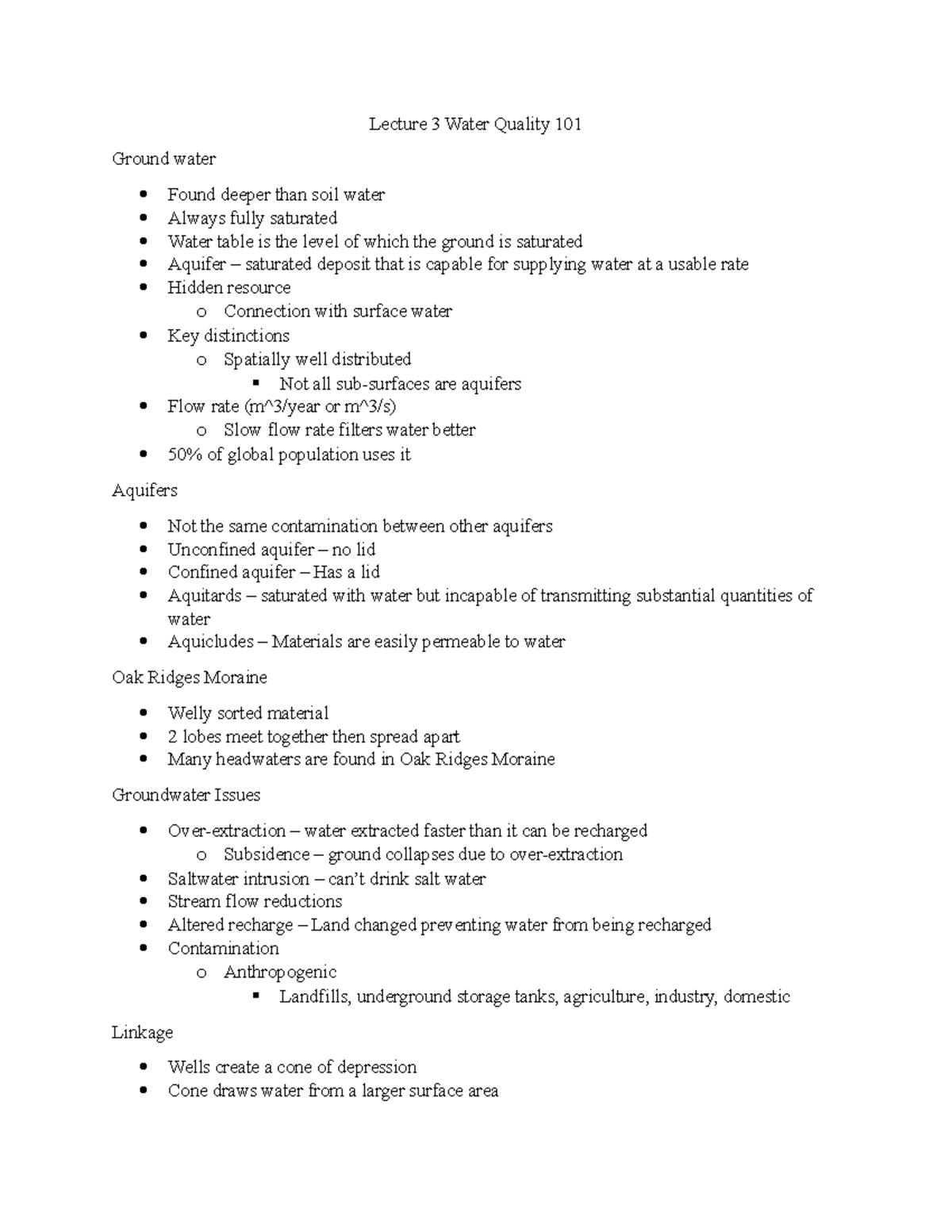 Water Resource Management Lecture 3 Water Quality 101 - Lecture 3 Water ...
