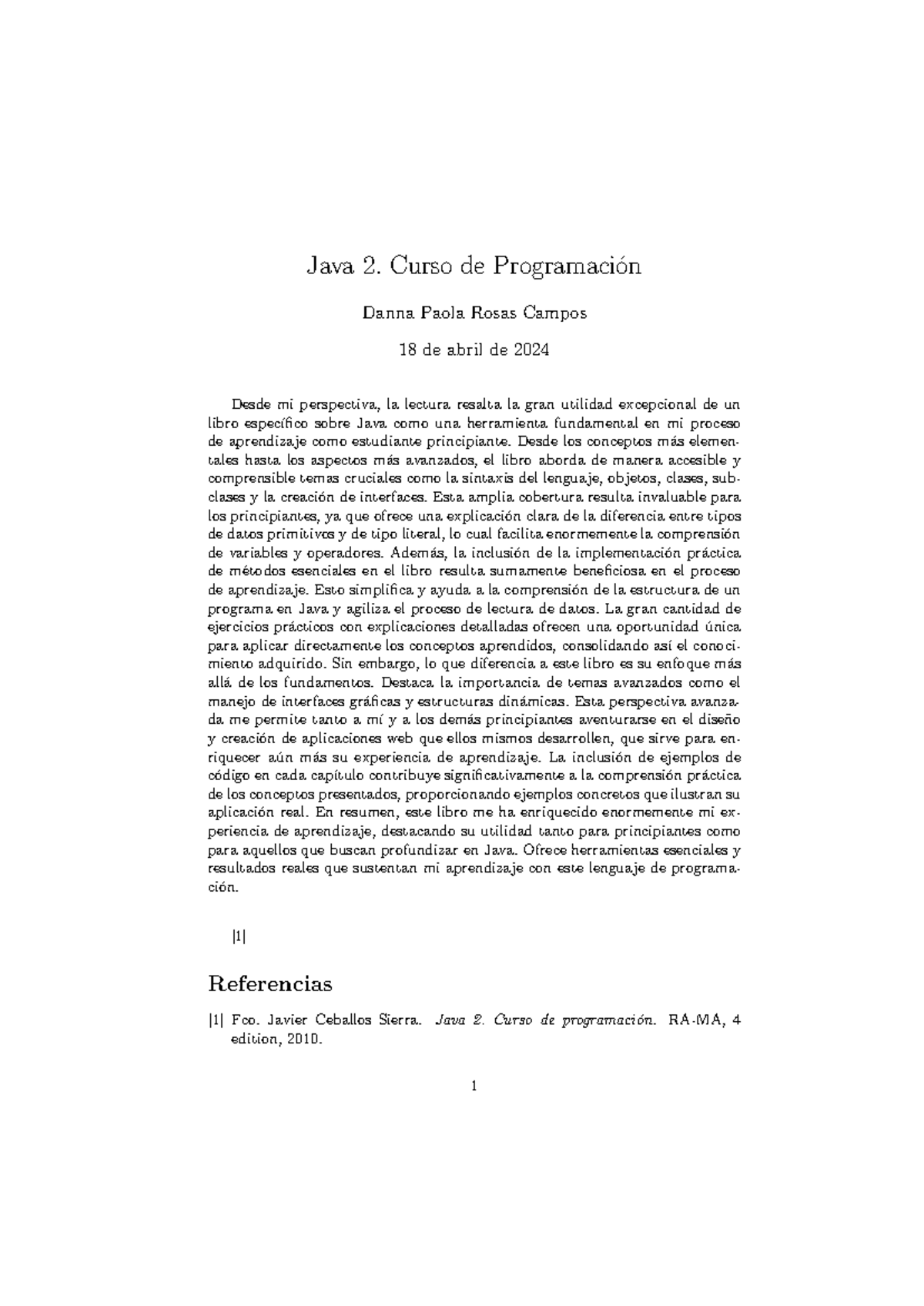 Articulo 01 P3 Rosas Campos - Java 2. Curso de Programaci ́on Danna ...