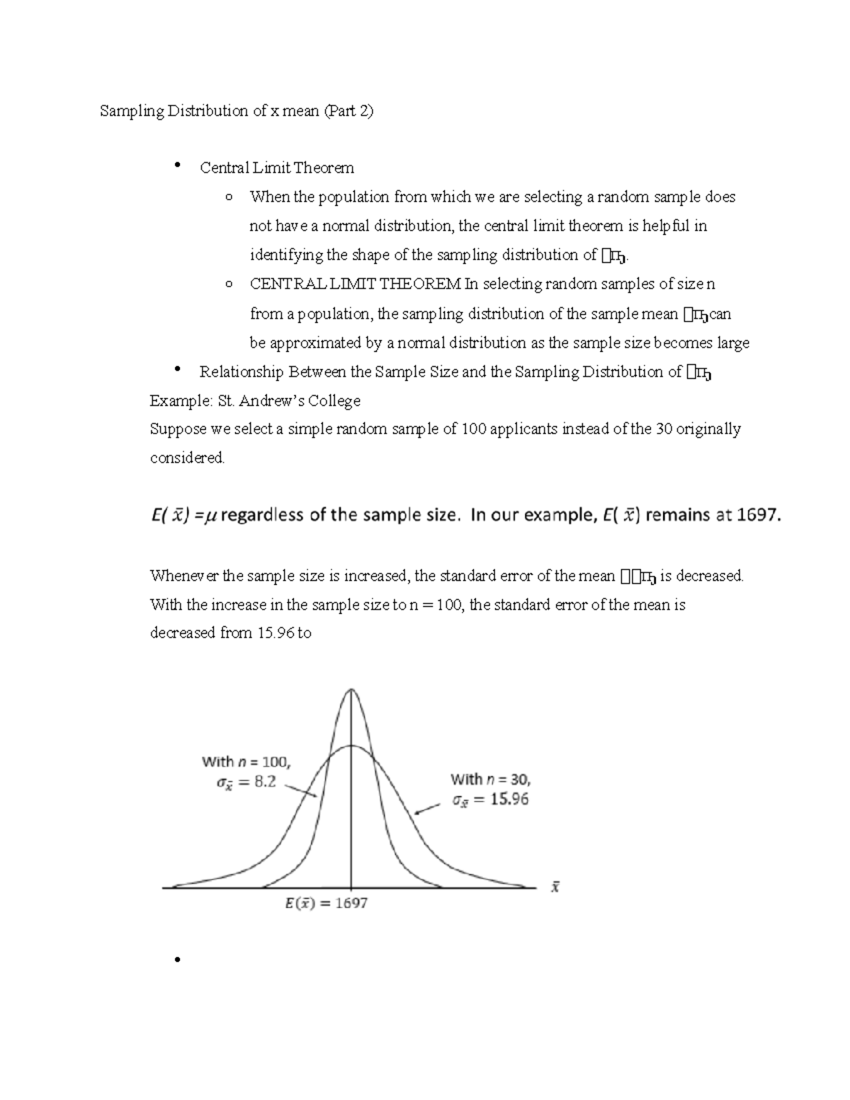 Sampling Distribution of x mean (Part 2) - o CENTRAL LIMIT THEOREM In ...