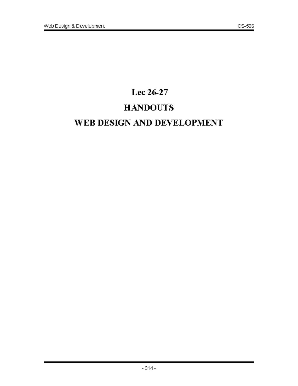 Lecture 26-27 - gfjf - Web Design & Development CS- Lec 26- HANDOUTS ...