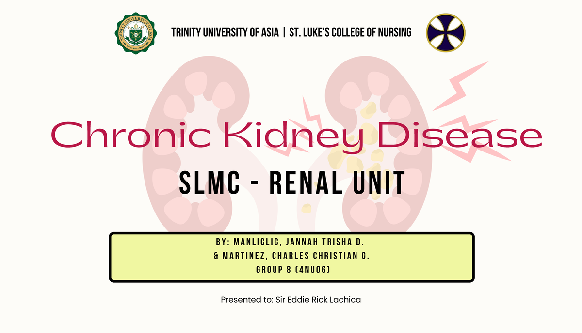 CKD Presentation - Chronic Kidney Disease b y : m A N L I C L I C , J A ...