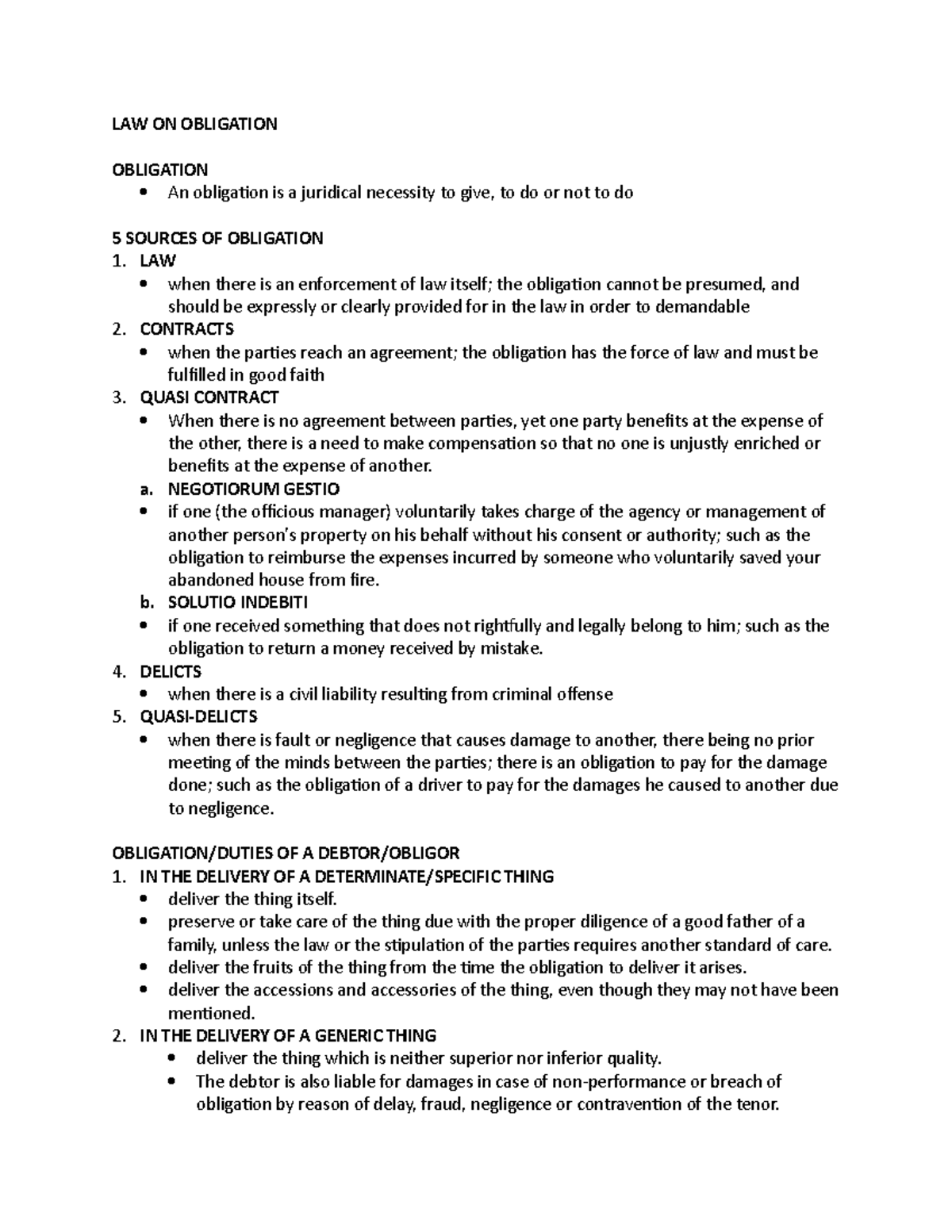 LAW ON Obligation Contract - LAW ON OBLIGATION OBLIGATION An obligation ...