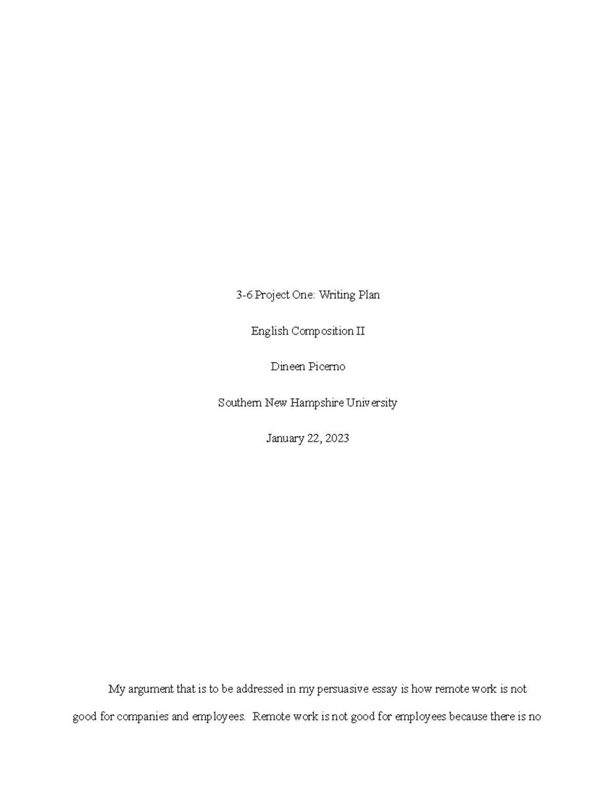 -3-6 Project One Writing Plan - 3-6 Project One: Writing Plan English ...