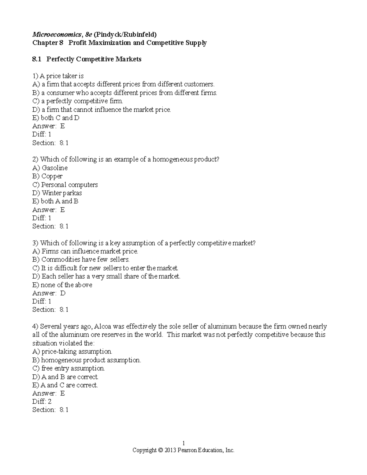 Chapter 8 - Microeconomics, 8e (Pindyck/Rubinfeld) Chapter 8 Profit ...