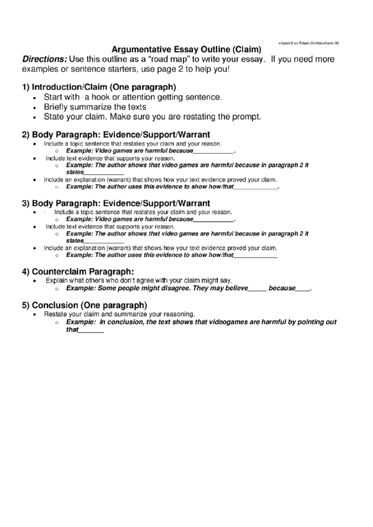 Exp2 - English for law argumentative essay outline example - Foundation ...