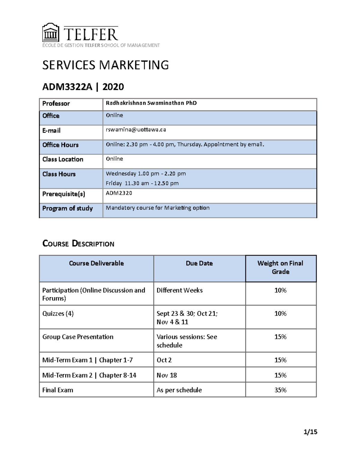 Course Outline - ADM3322 - uOttawa - Studocu