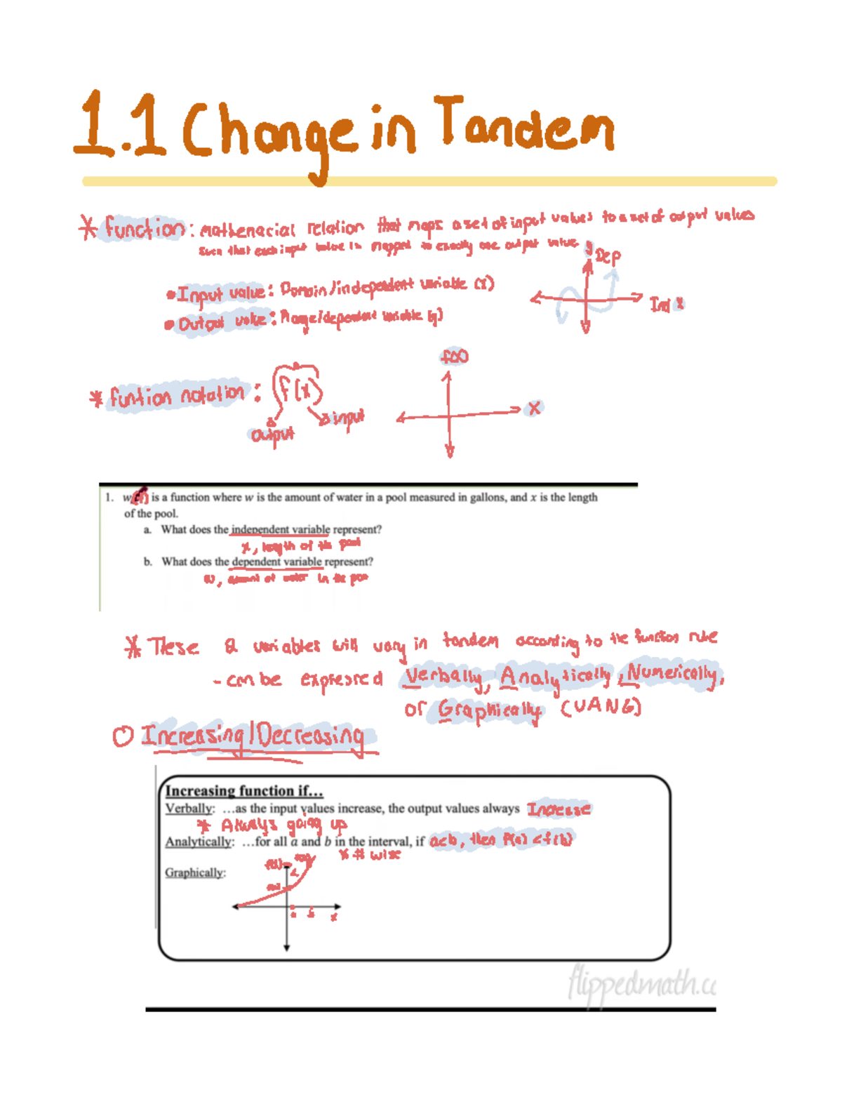 AP Pre Cal Unit 1 (1.1-1.10) - Change in Tandem AFunction mathenacial ...