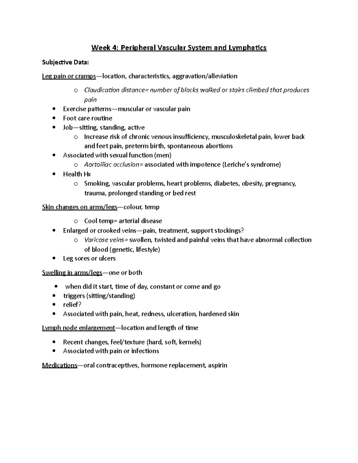 Lab 4 assessment guide - Week 4: Peripheral Vascular System and ...