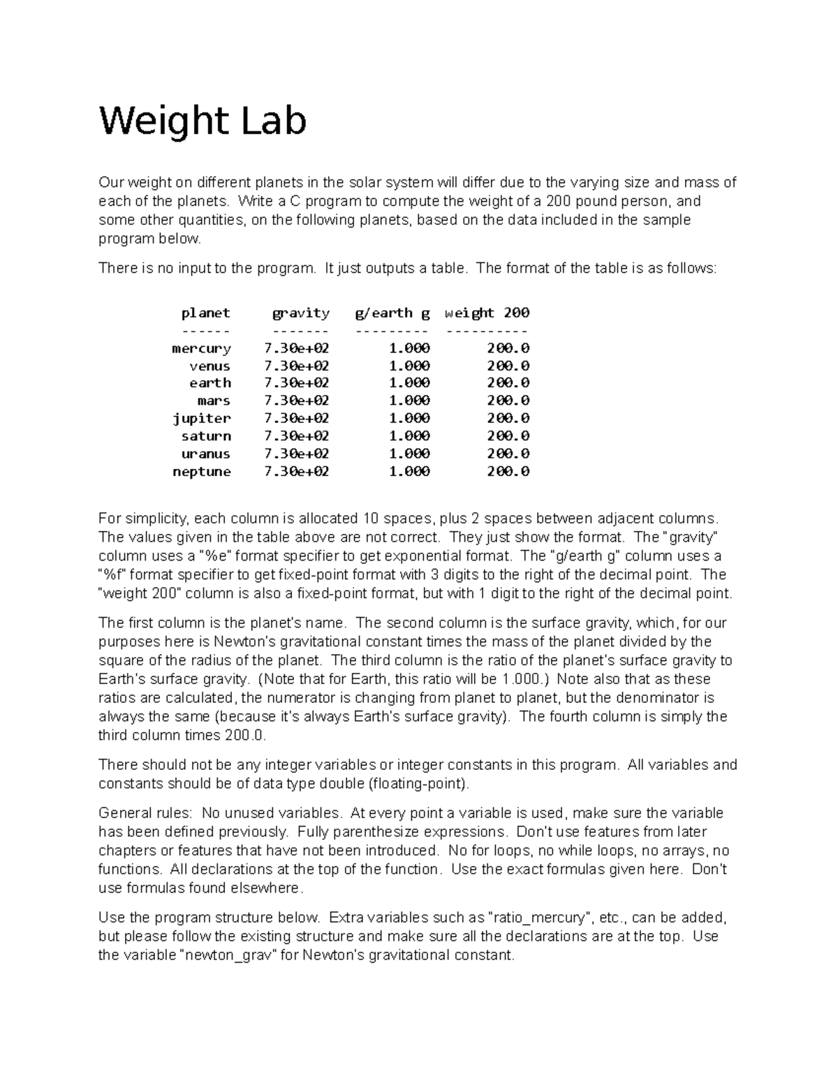Weight Lab final submission - Weight Lab Our weight on different ...