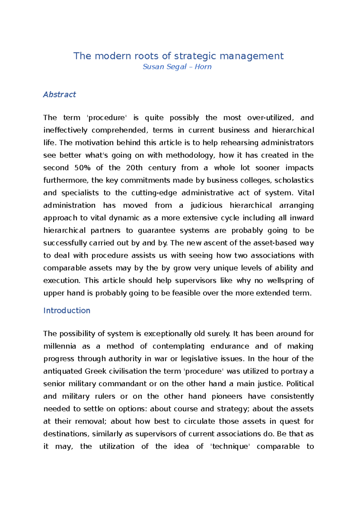 The modern roots of strategic management - The motivation behind this ...
