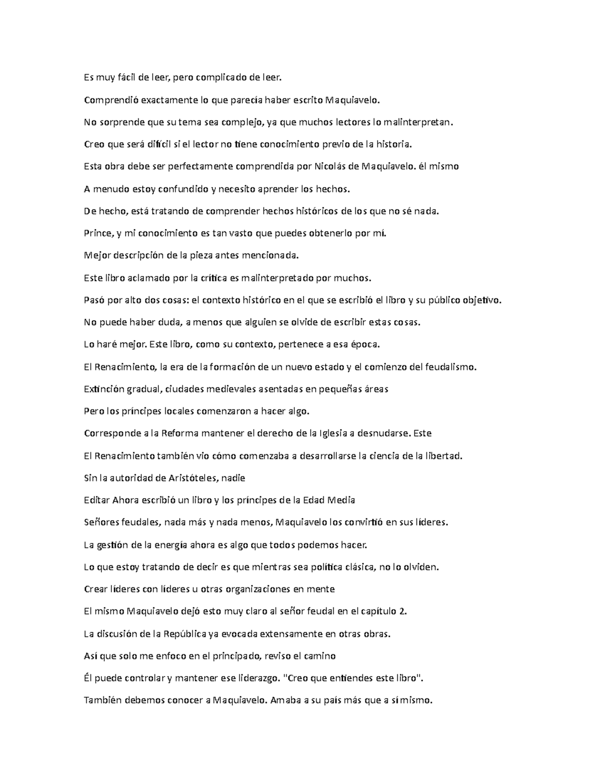 Ensayo stoduco - repaso de el libro el principe - Es muy fácil de leer ...