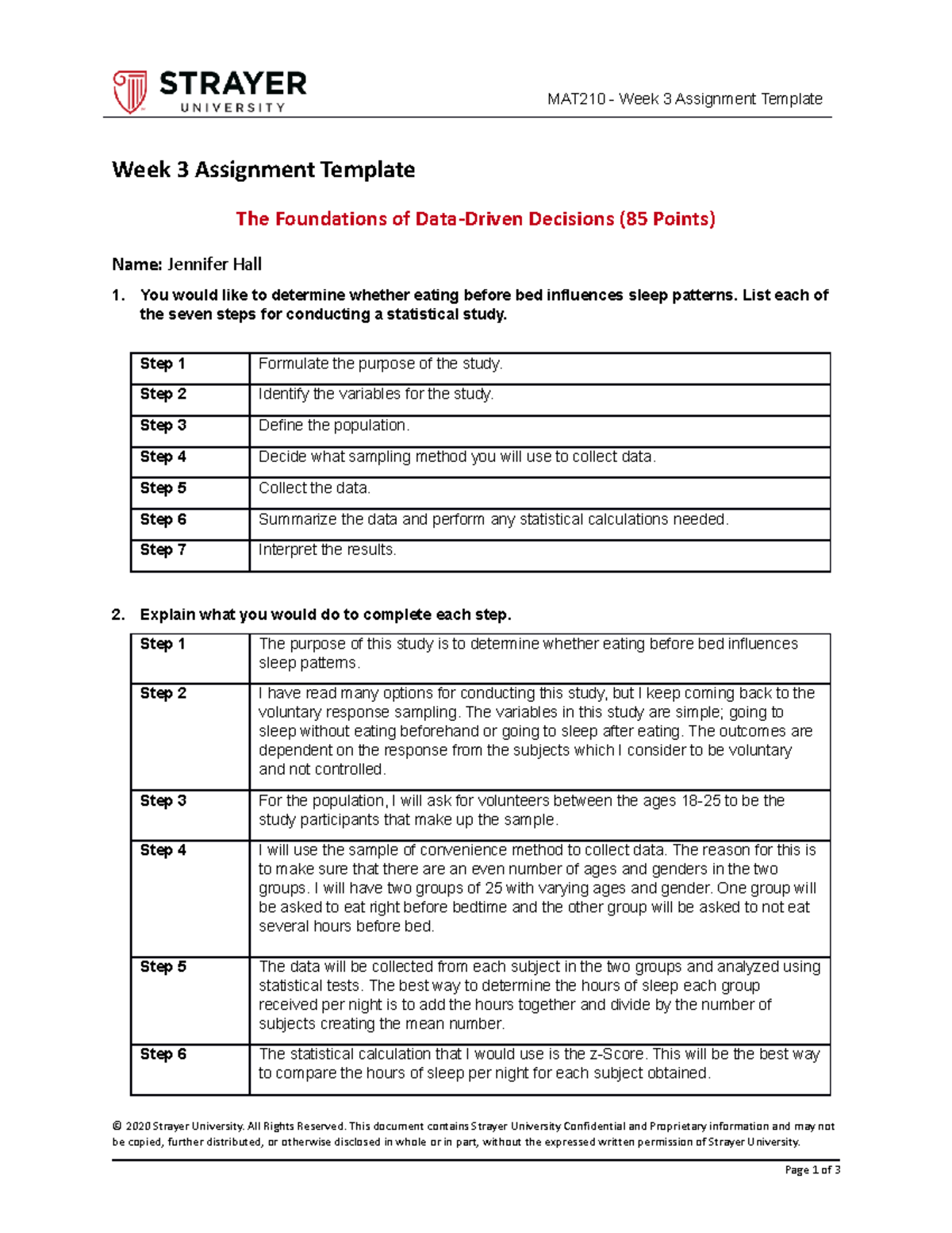 Jennifer Hall MAT210 Week 3 Assignment Template - MAT210 - Week 3 Assignment Template Week 3 ...
