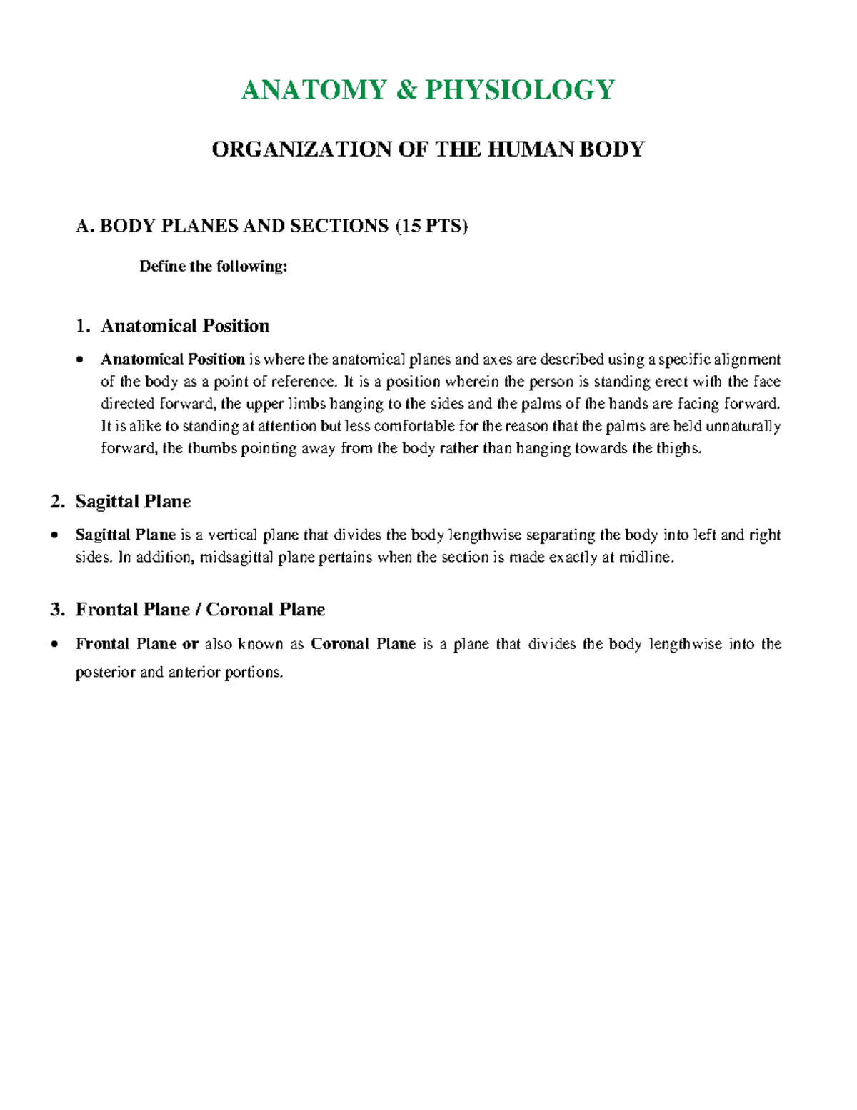 Anatomy - Anatomical Position Assignment - ANATOMY & PHYSIOLOGY ...