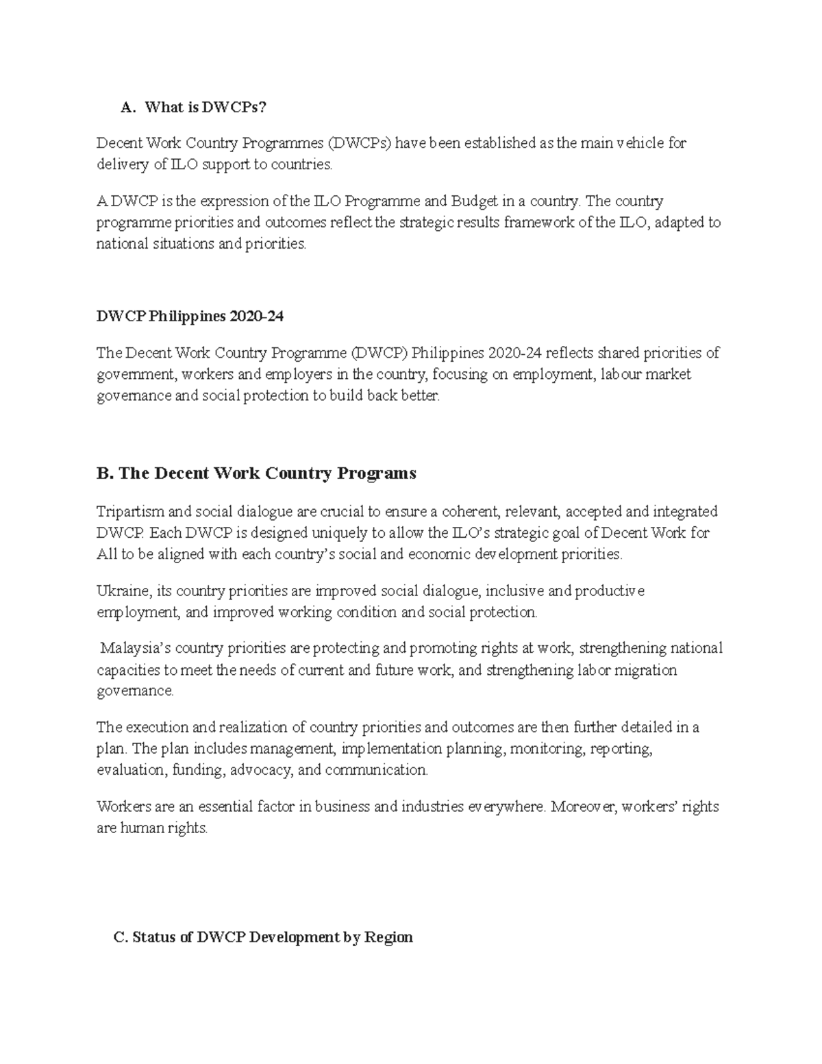 PPT Decent Work Country Program - A. What is DWCPs? Decent Work Country ...