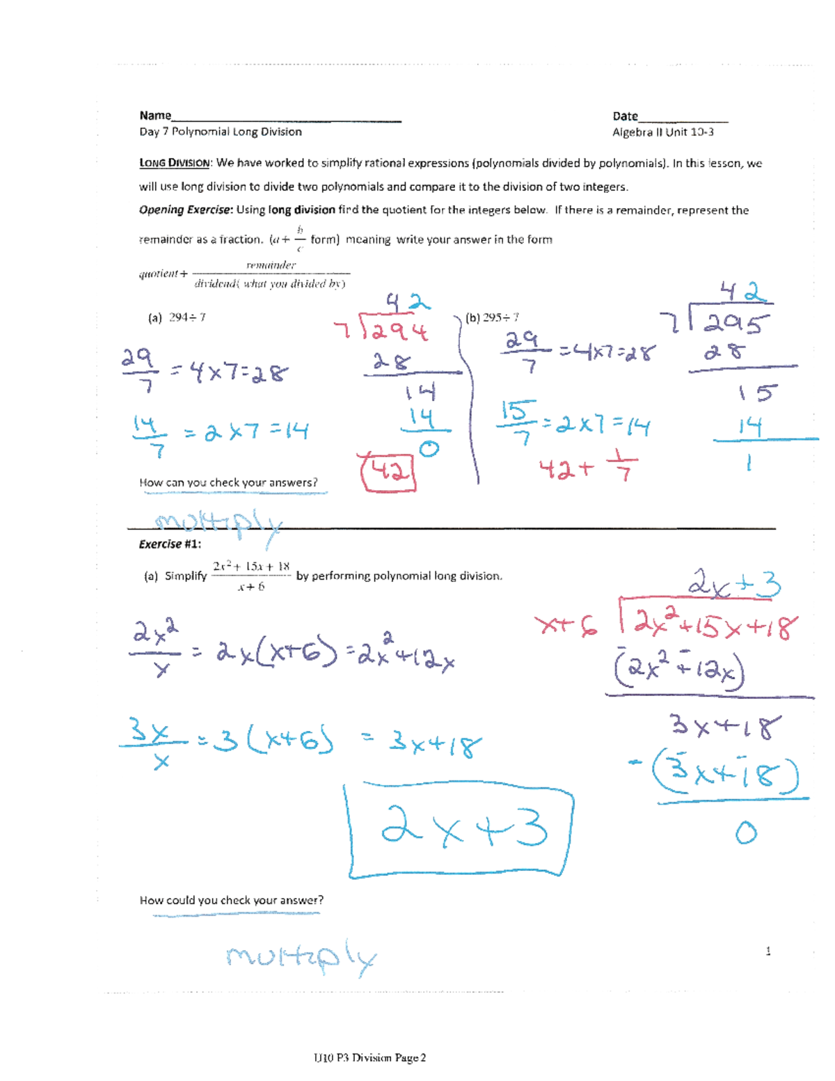 Unit 10-3 long division ans - 0144 490 - Studocu