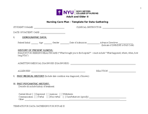 Nurse study template - NUR 102 - Disease: Pathophysiology: Risk Factors ...