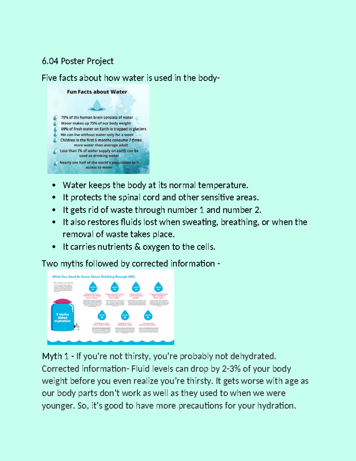 6.04 Wellville Water - assignment - 6 Poster Project Five facts about ...