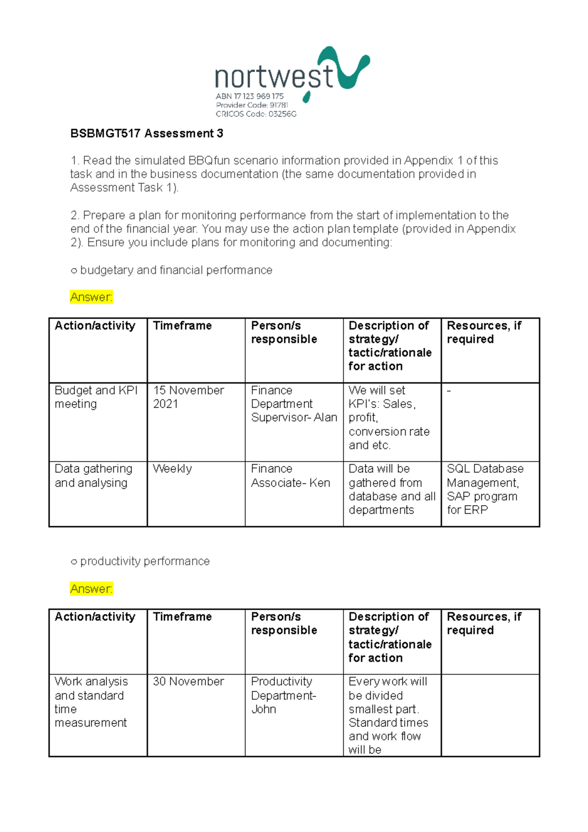 Bsbmgt 517 Assessment 3 - BSBMGT517 Assessment 3 Read the simulated ...