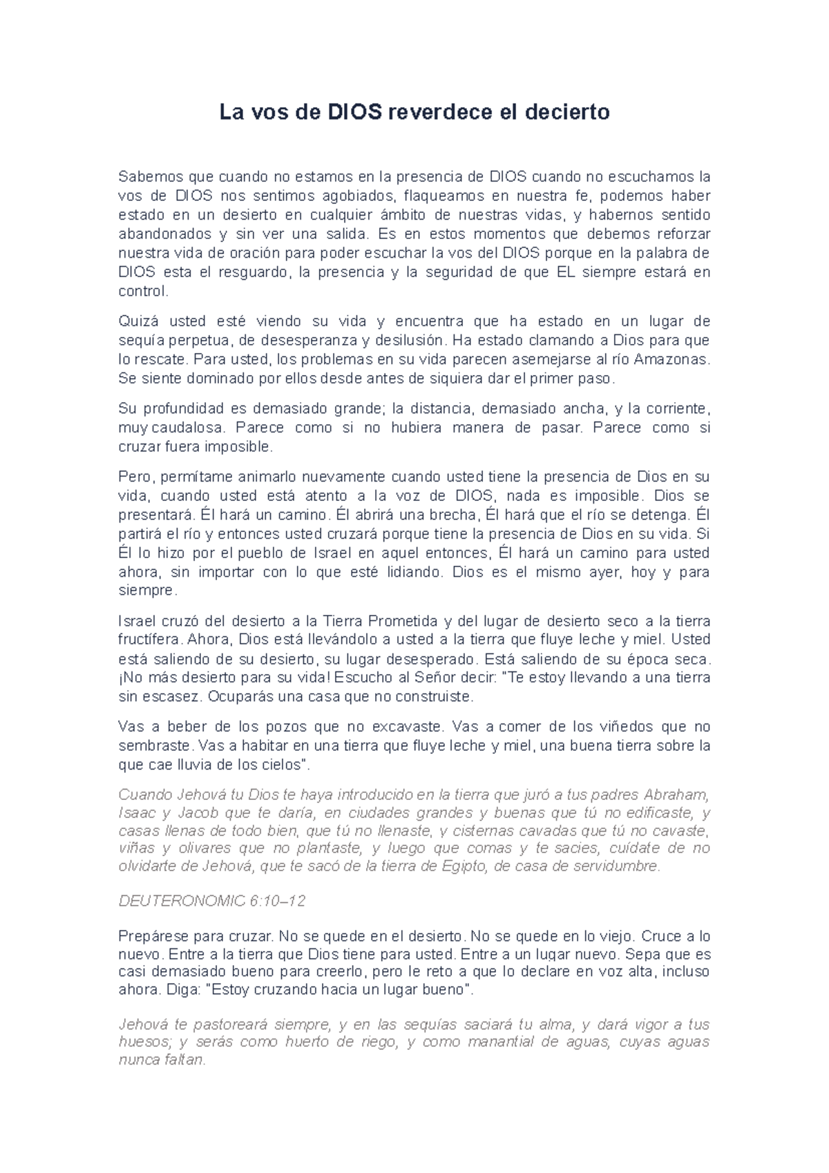 La vos de DIOS reverdece el decierto - La vos de DIOS reverdece el ...