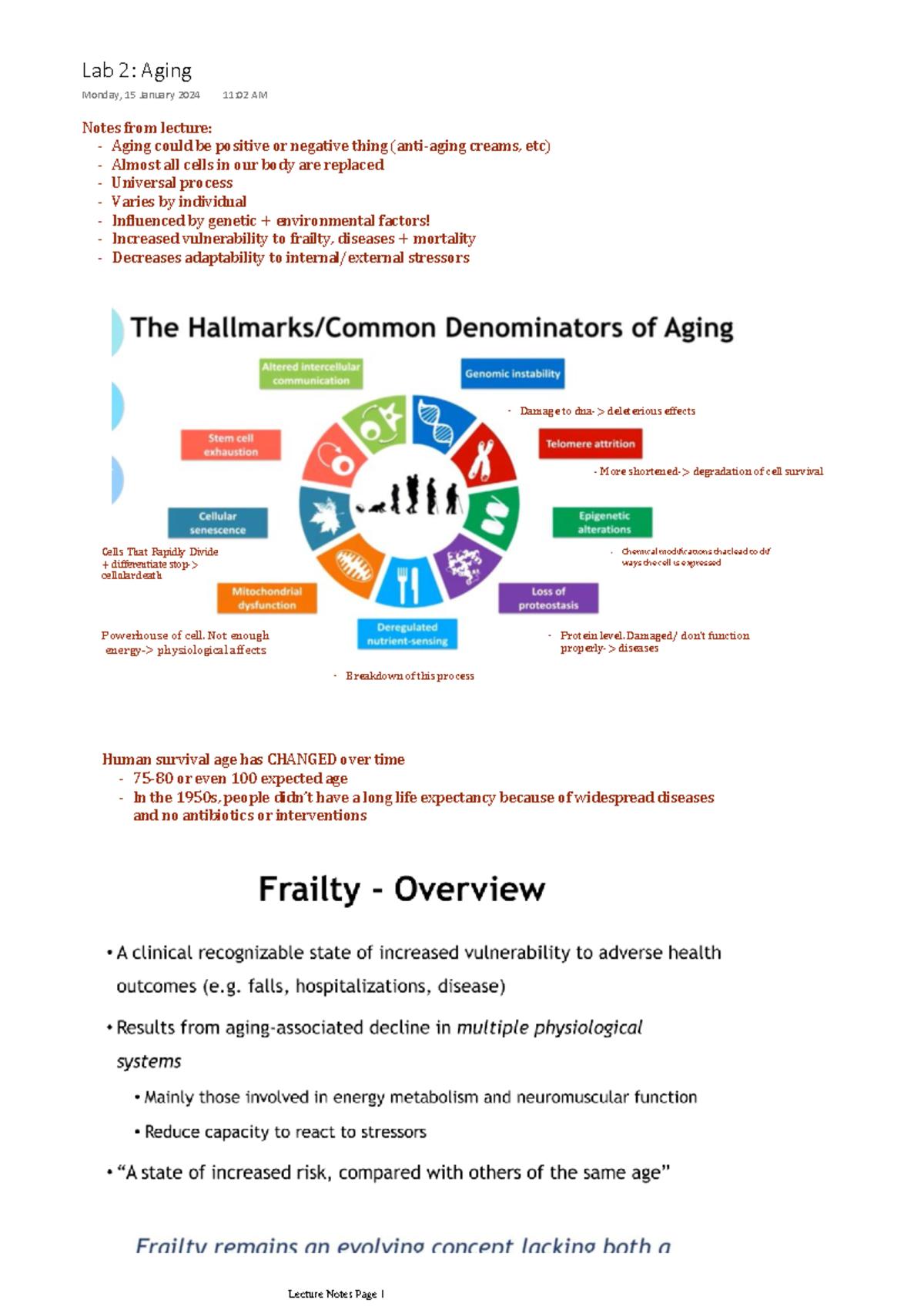 Lab 2 Aging Notes - Breakdown of this process Notes from lecture ...