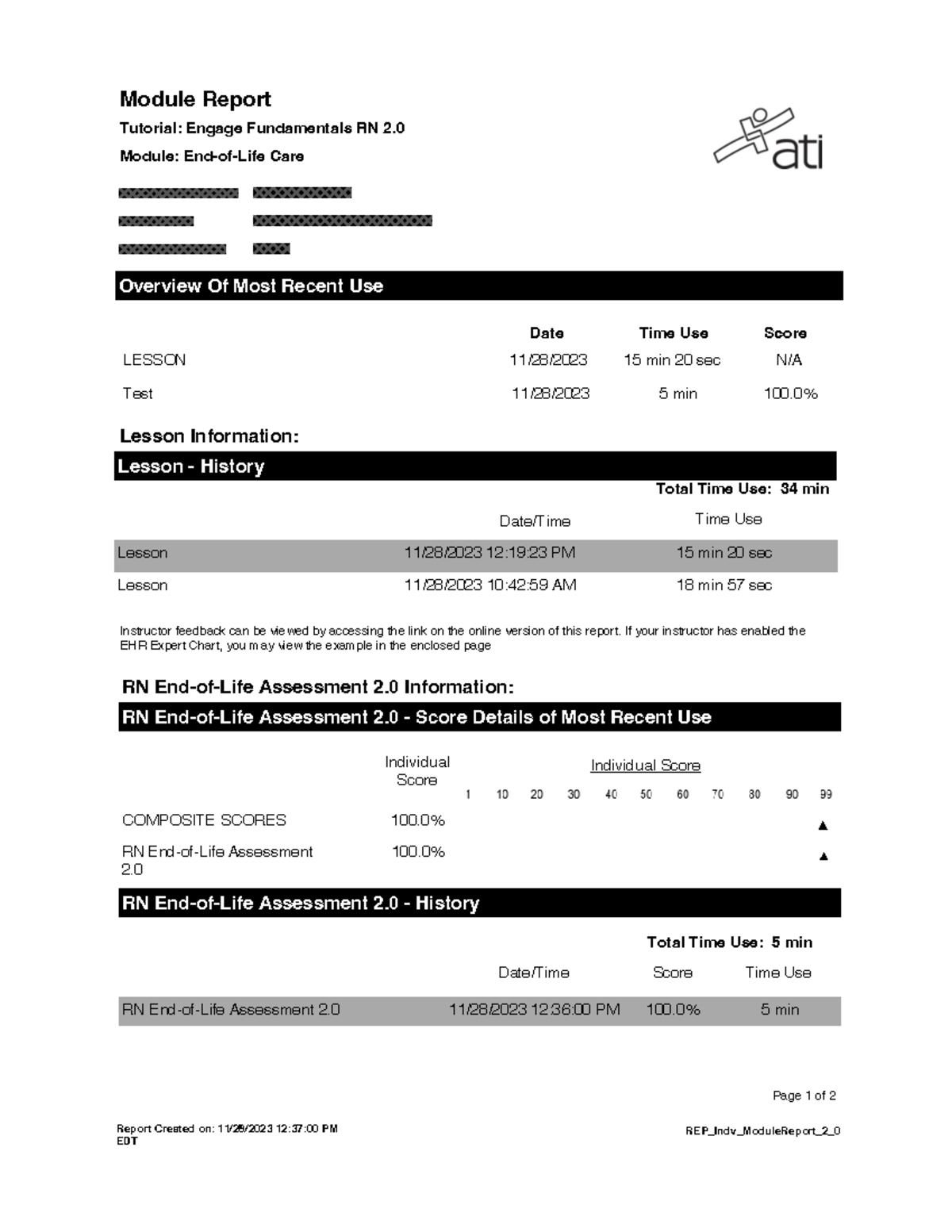 End-of-Life Care - ati - Module Report Lesson Information: Tutorial ...