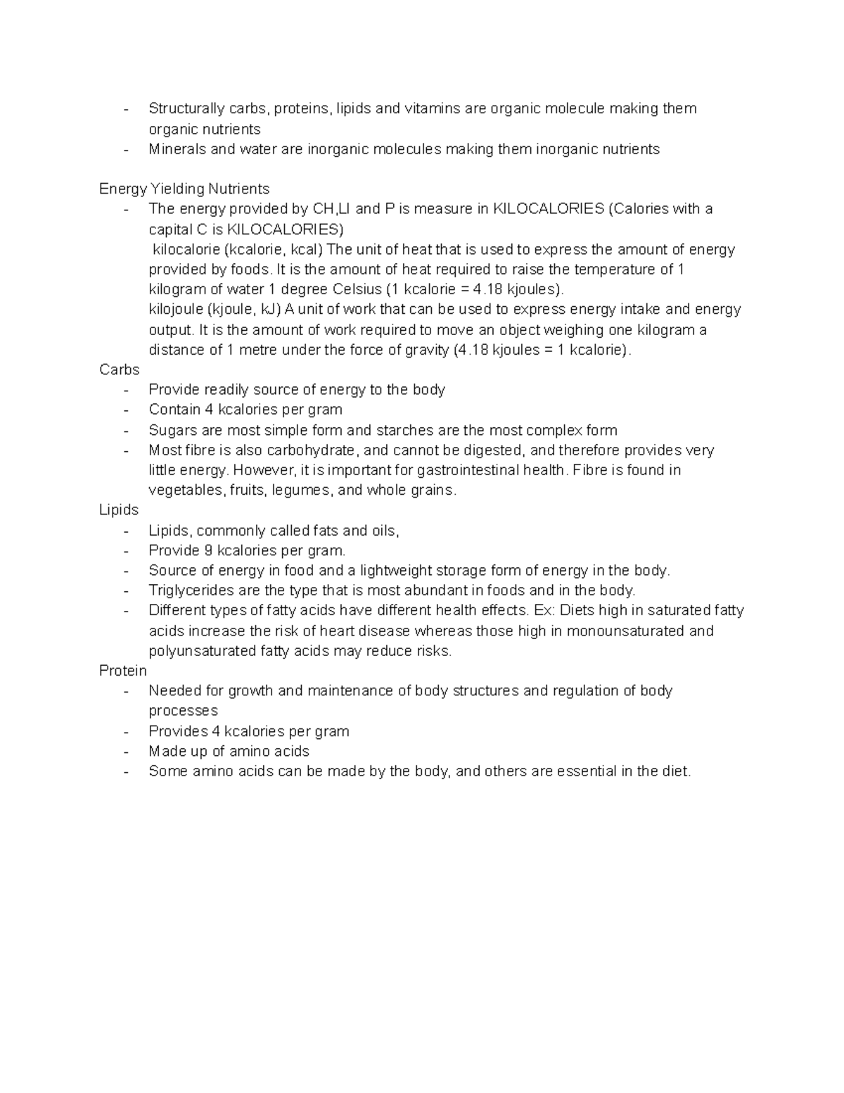 NUTR Unit 1 Food For Health (dragged) 2 - Structurally carbs, proteins ...
