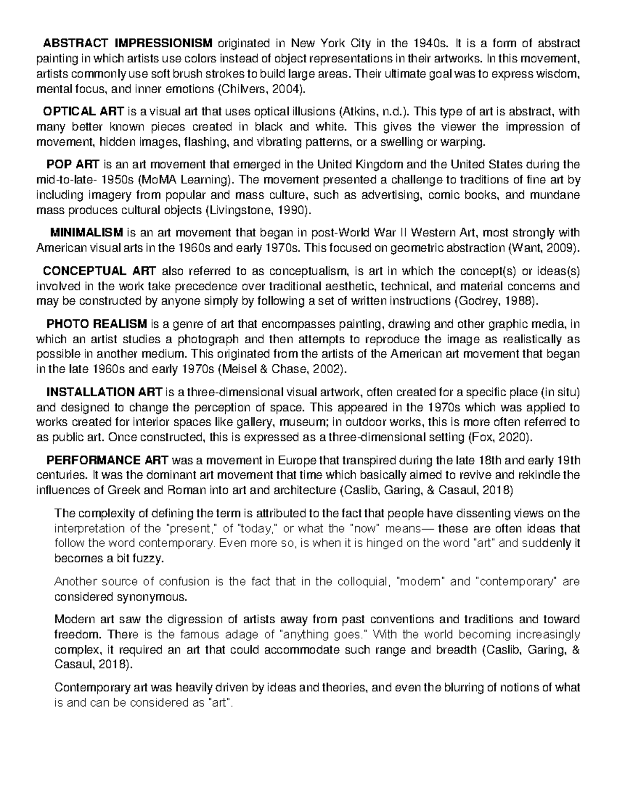 Notes - ABSTRACT IMPRESSIONISM originated in New York City in the 1940s ...