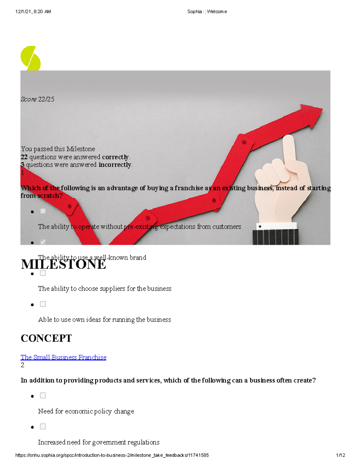 Intro BUS Final Milestone 22 of 25 - MILESTONE Score 22/ You passed ...