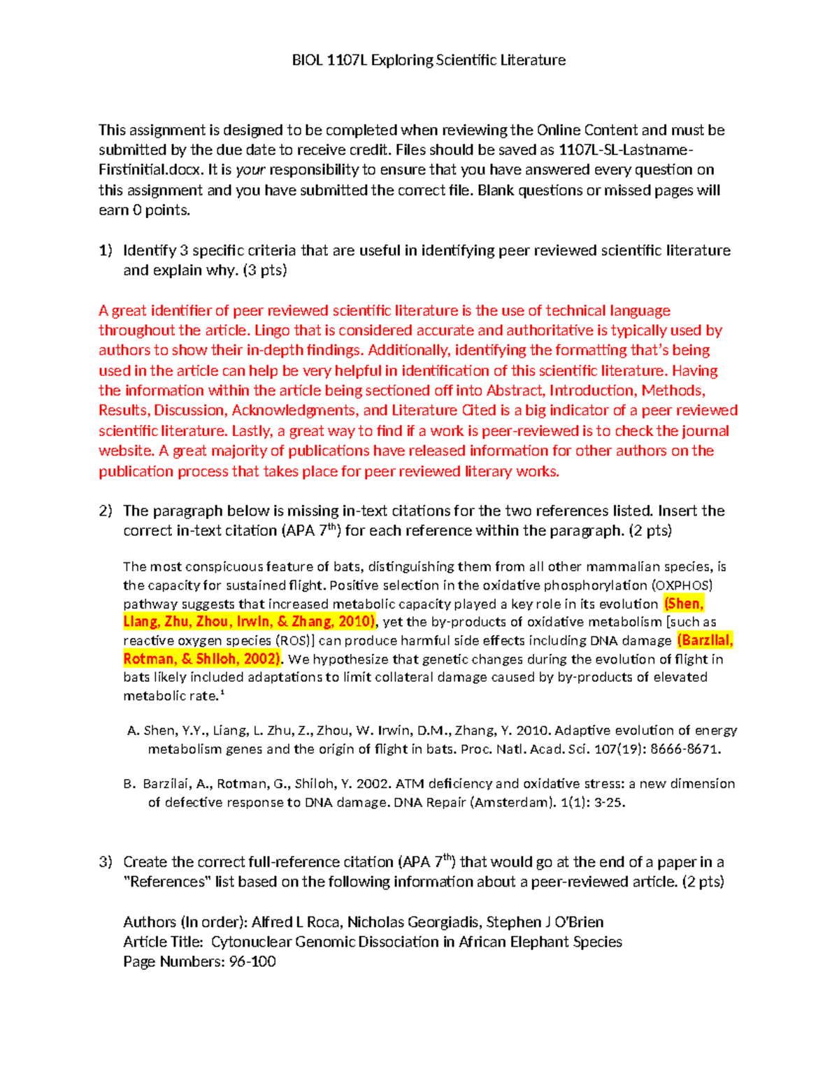 BIOL 1107L Exploring Scientific Literature - Files should be saved as ...