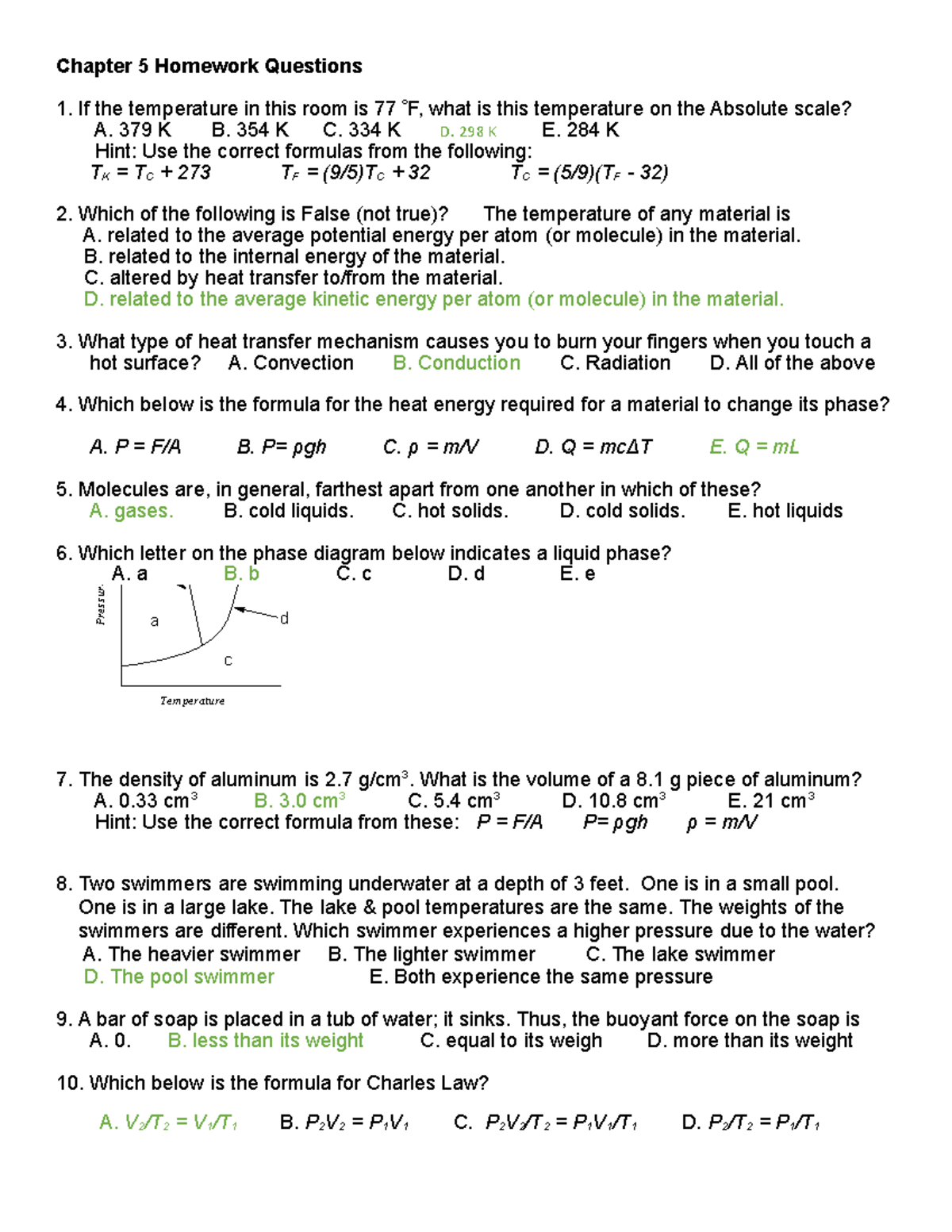 Chapter 5 Homework Questions - Chapter 5 Homework Questions If the ...