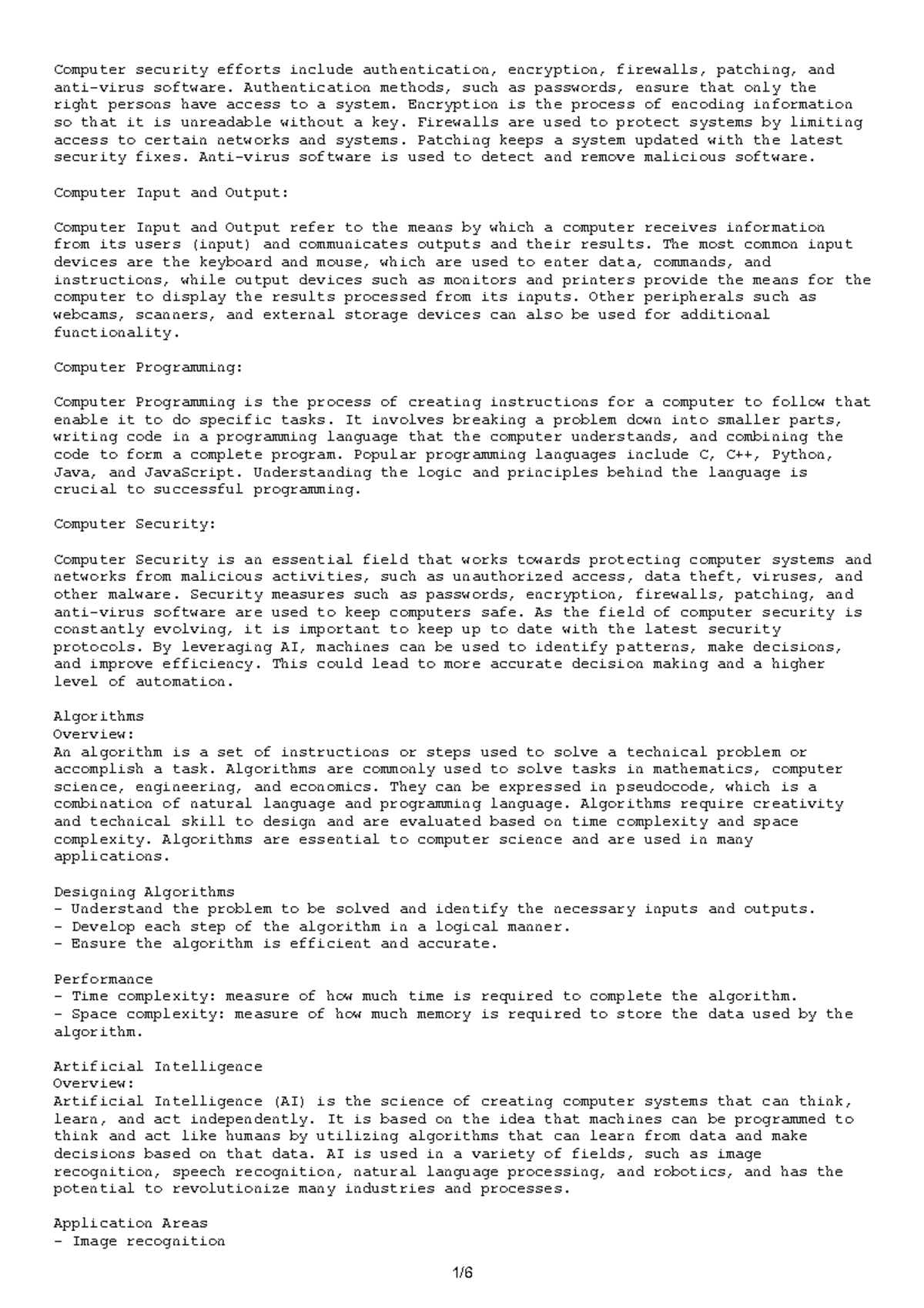 Computer Science 1 - Lectures - Computer security efforts include ...