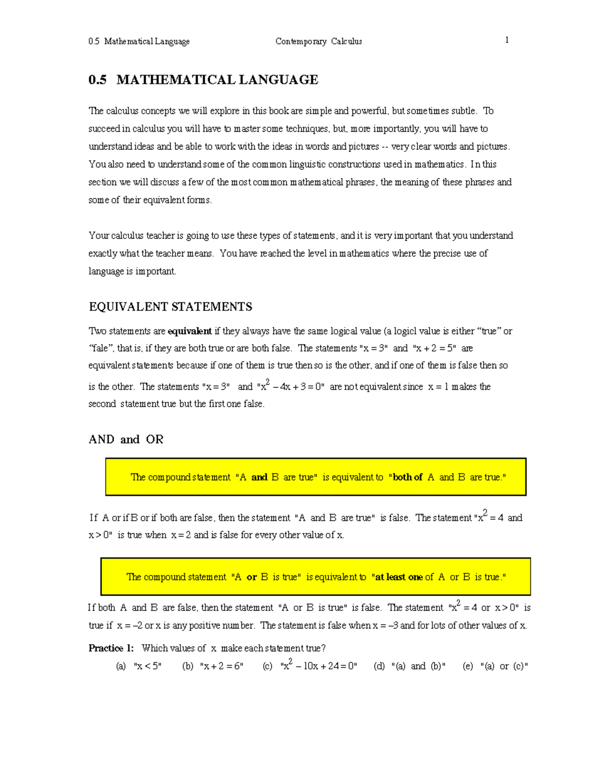 Week007-Course Module-Mathematical Language - 0 MATHEMATICAL LANGUAGE ...