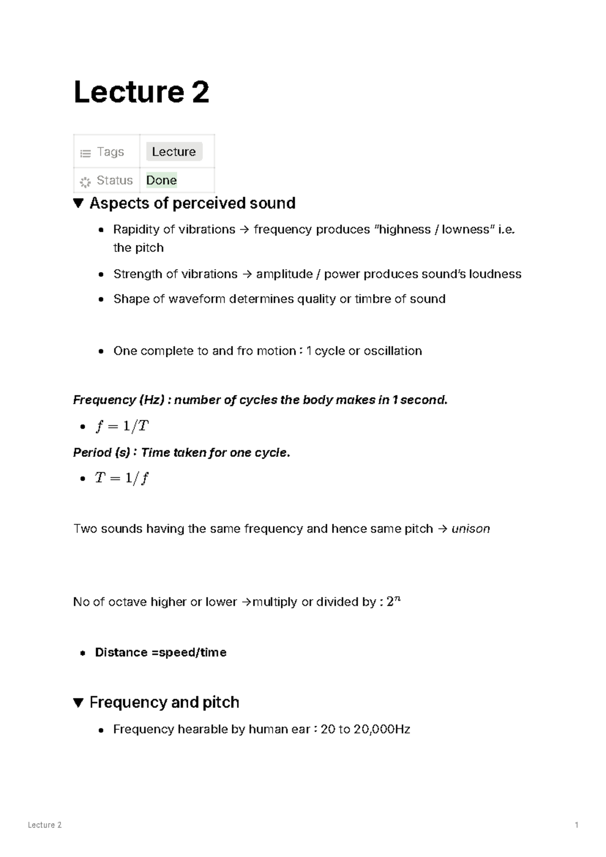 Lecture 2 - Lecture 2 1 Lecture 2 Tags Lecture Status Done Aspects of ...