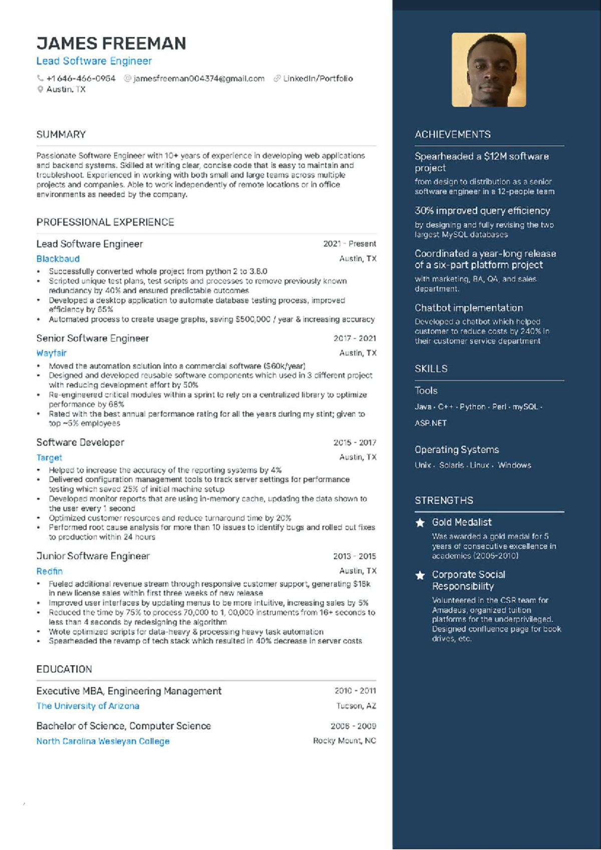 James Freeman Resume 3 page-0001 - Education - Studocu