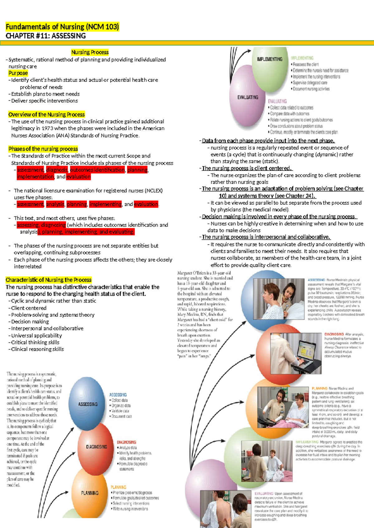 NCM 103 CHAP. 11 - Ncm 103 Chapter 11 (trans from the book) - CHAPTER #11: ASSESSING Nursing ...